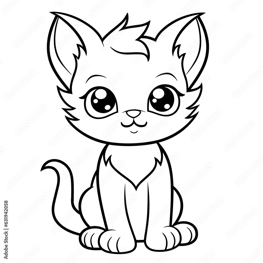 Cartoon Cat coloring pages Png Stock Illustration | Adobe Stock