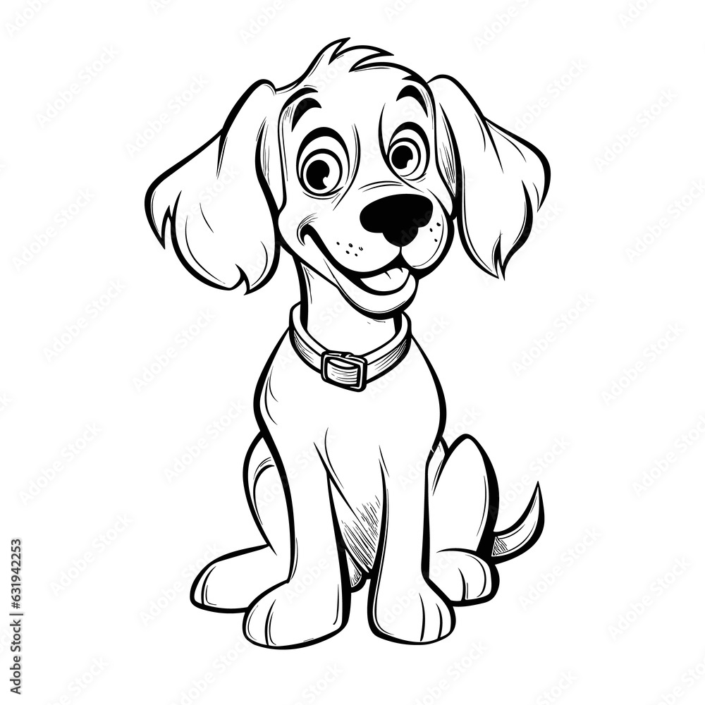 Cartoon dog coloring pages Png Stock Illustration | Adobe Stock