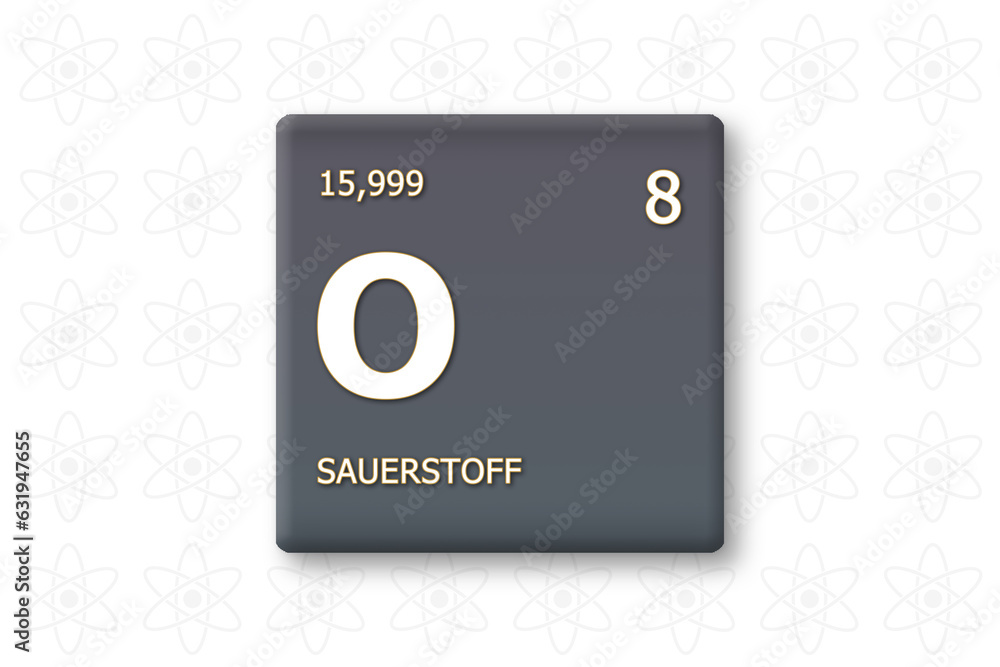 Sauerstoff. Abkuerzung: O. Chemisches Element des Periodensystems ...