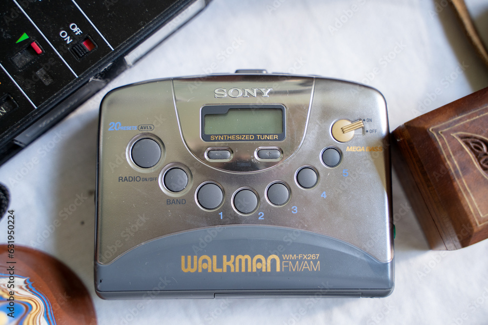 Sony Walkman WM-FX267 at the flea market. Ankara, Turkey - August 6 ...