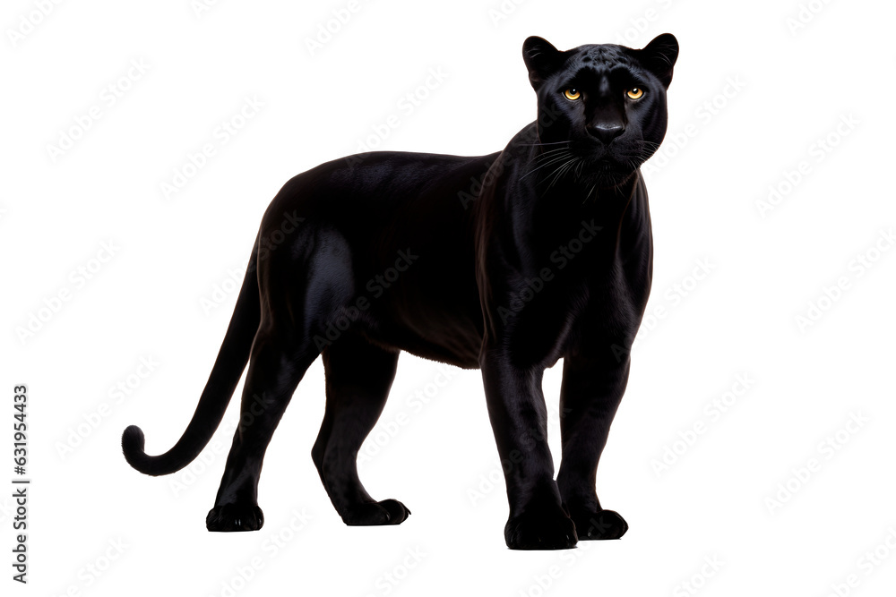 Panther isolated on a transparent background. Animal right side view ...