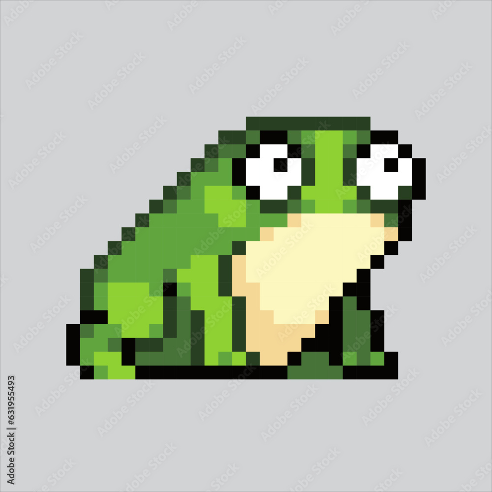 Pixel art illustration Frog. Pixelated Frog. Frog amphibi animal icon ...
