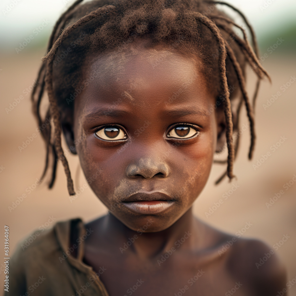 A poignant portrayal captures a young child's somber expression in ...