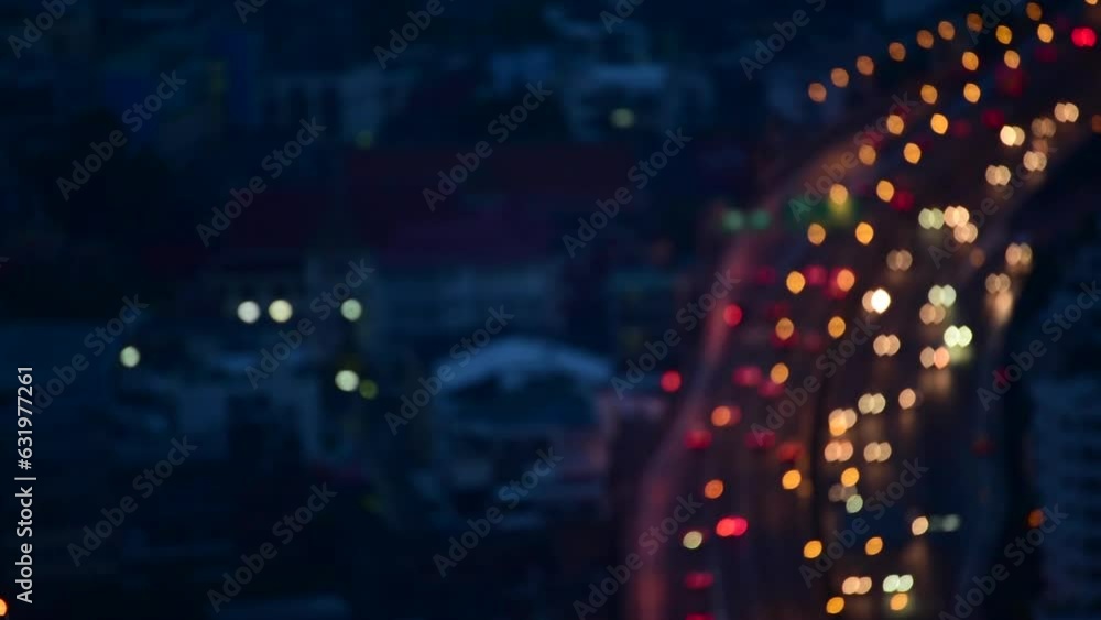Bokeh abstract blurred background festive traffic red lights car on ...