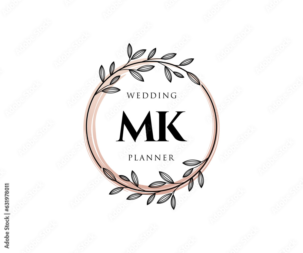 MK Initials letter Wedding monogram logos collection, hand drawn modern ...