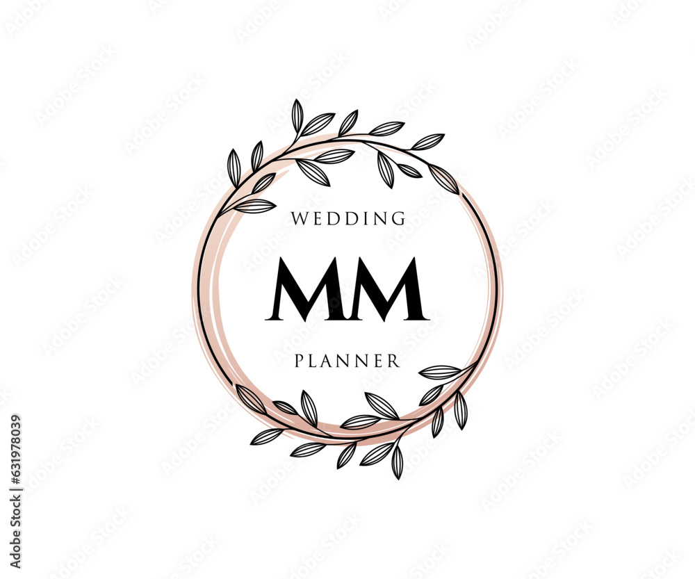 MM Initials letter Wedding monogram logos collection, hand drawn modern ...