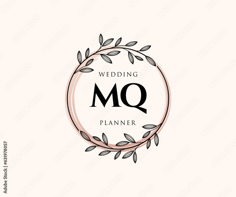MQ Initials letter Wedding monogram logos collection, hand drawn modern ...