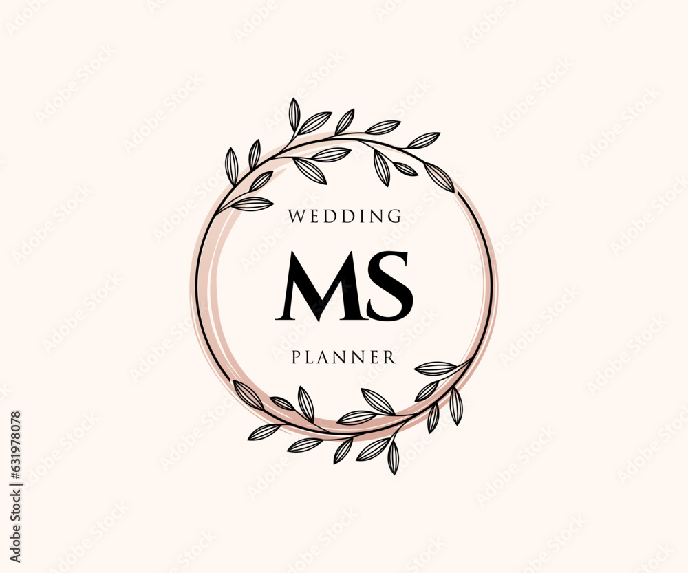 MS Initials letter Wedding monogram logos collection, hand drawn modern ...