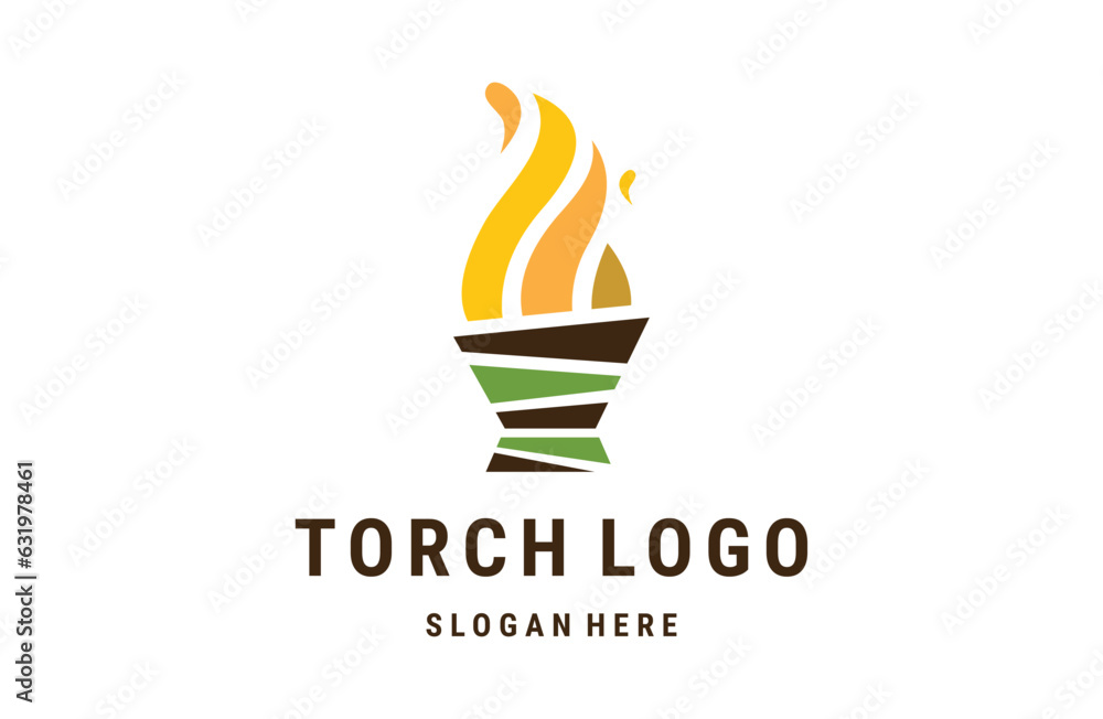 Torch logo fire flame vector design template Stock Vector | Adobe Stock