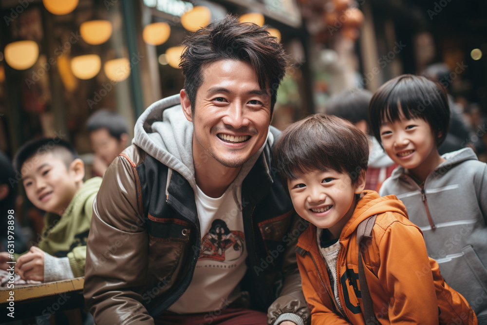 family trip, the family enjoys a day at park together, engaging in ...