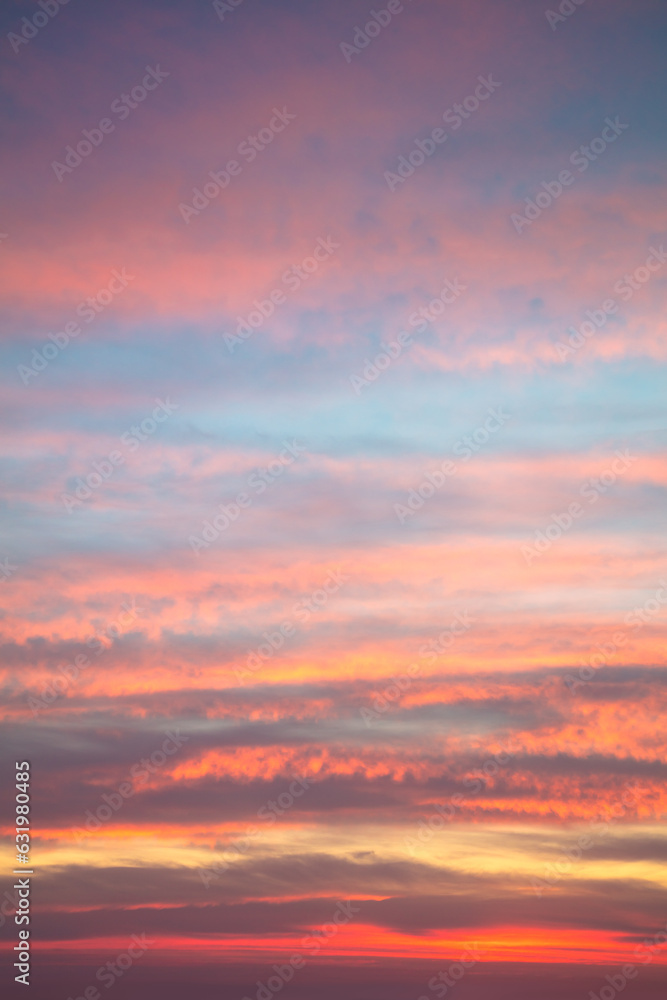 Pastel colors of Real sundown sunset sky with beautiful light clouds ...