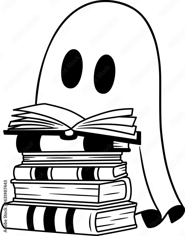 Cute ghost book illustration isolated on white background Stock Vector ...