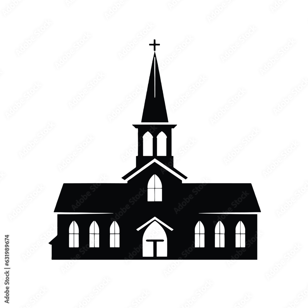Church icon for religion architecture design. Cartoon church building ...