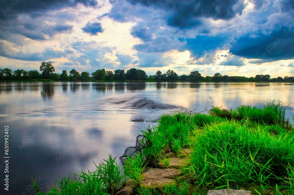 woda, rzeka, jezior, krajobraz, niebo, charakter, lato, drzew, chmura ...