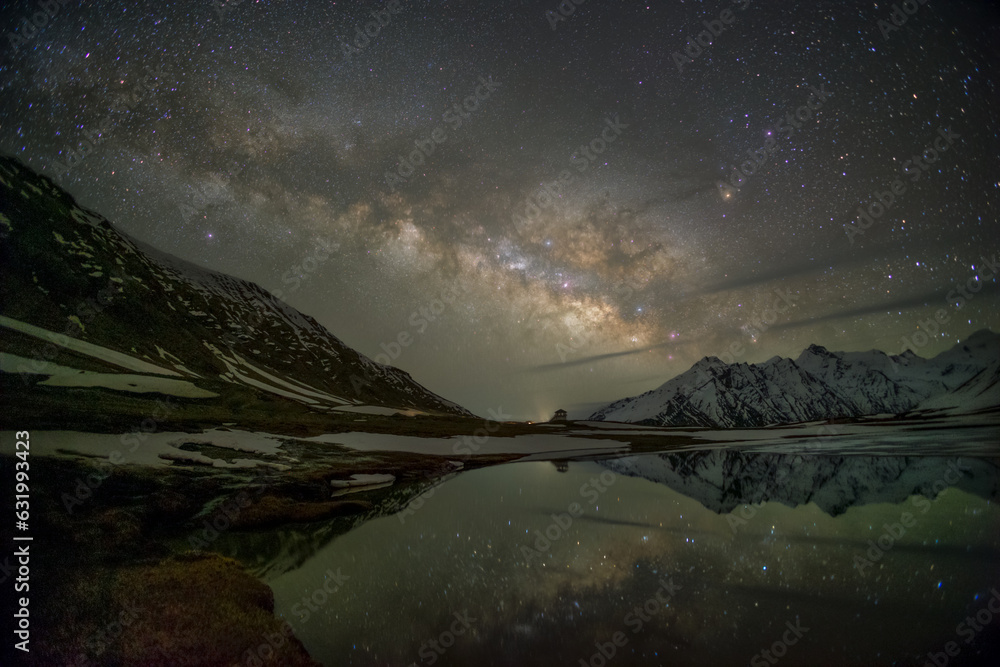 night view of gonbo rongjon mountain in zanskar valley in Ladakh region ...