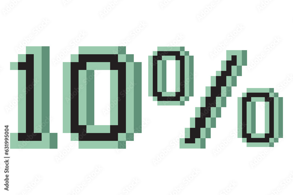 10 percent with pixel art 3d. Vector illustration. Stock Vector | Adobe ...