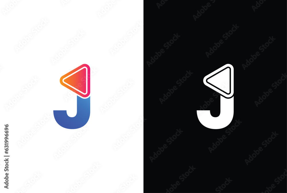 Initial J Media Logo, letter J with Play button, Usable for Brand and ...