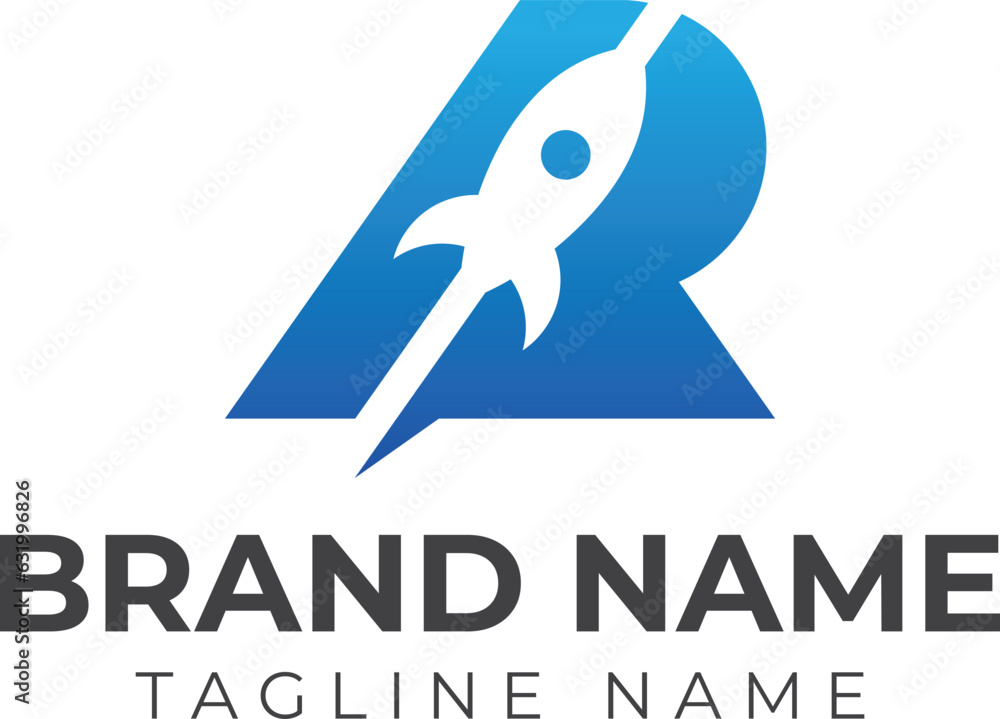 Vetor de Initial r rocket logo design template vector illustration do ...