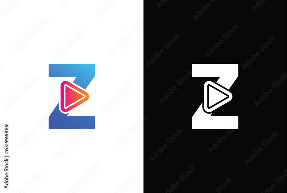 Initial Z Media Logo, letter Z with Play button, Usable for Brand and ...