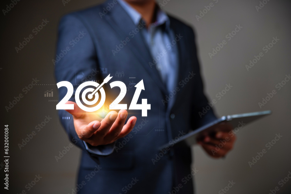 Business growing in 2024, Businessman showing word 2024 marketing ...