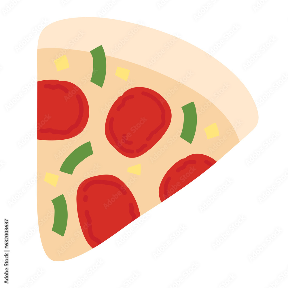 Drawing of pepperoni pizza for cafe and restaurant decoration, cute ...