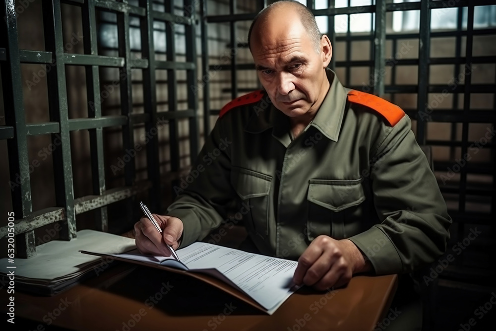 A prison guard guards prisoners in the cells of a maximum security ...