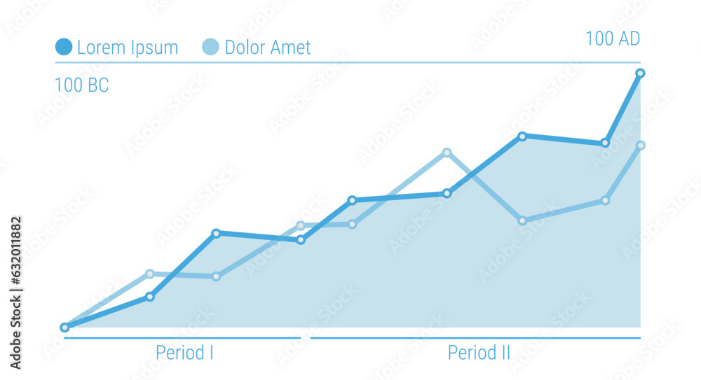 Vintage blue charts, template for infographics. Two intersecting charts ...
