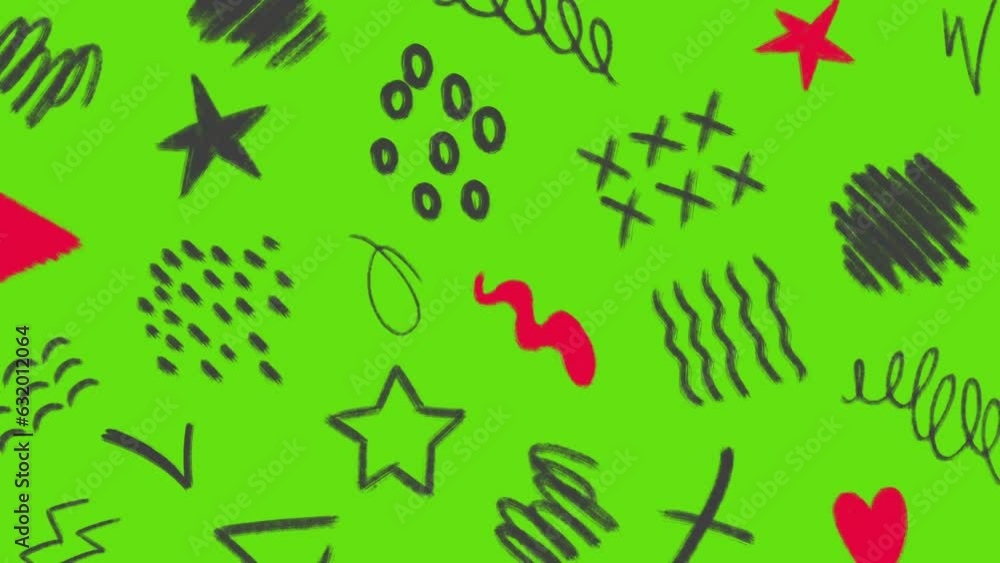 4K HD Doodle Cute Shining Star Sparkle Dot Confetti Rectangle Frame ...