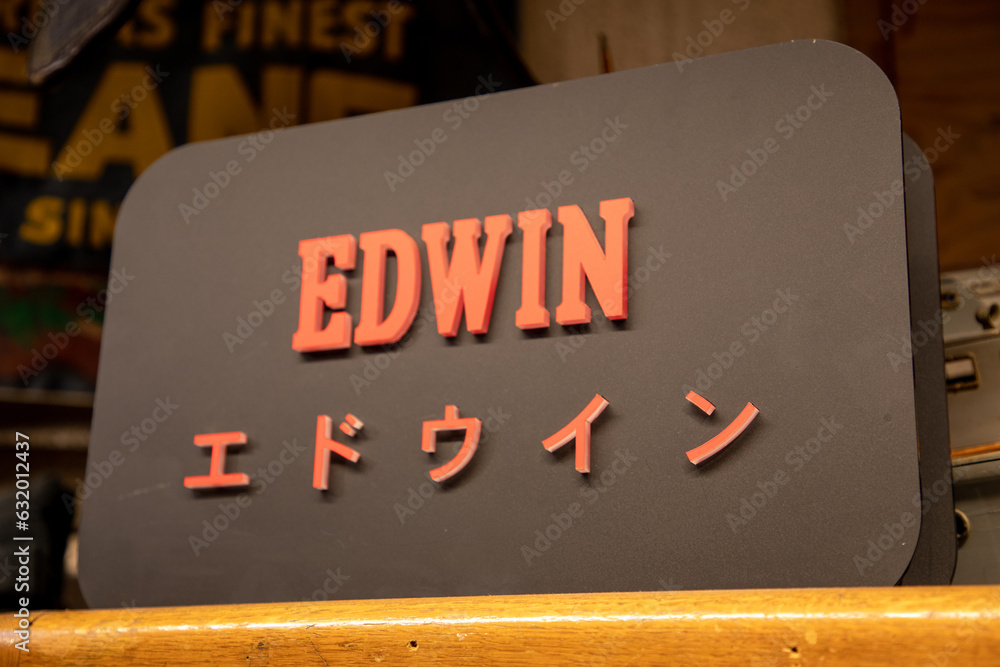 EDWIN エドウィン Japanese Jeans brand logo Jeans and text japan sign Stock ...
