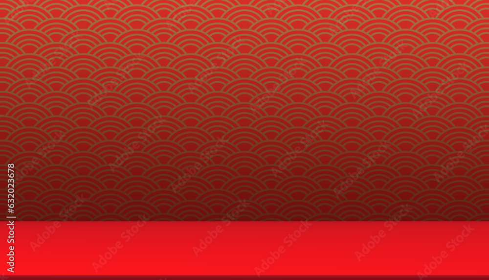 3d Studio background,Red Chinese Wave Pattern wallpaper background ...