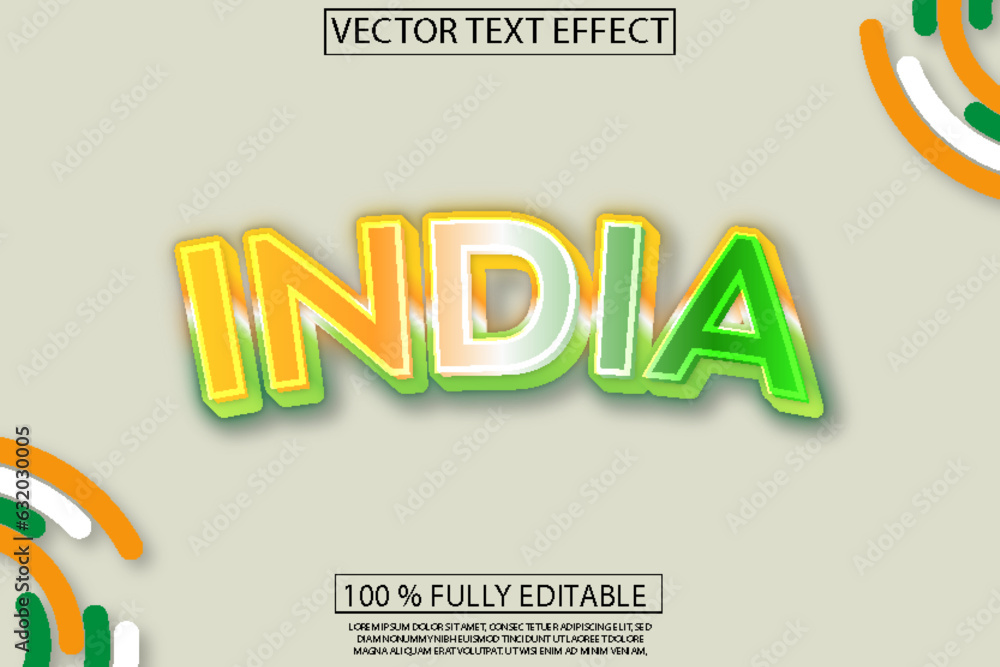 3d text effect, vector nice, happy independence day, of India ...
