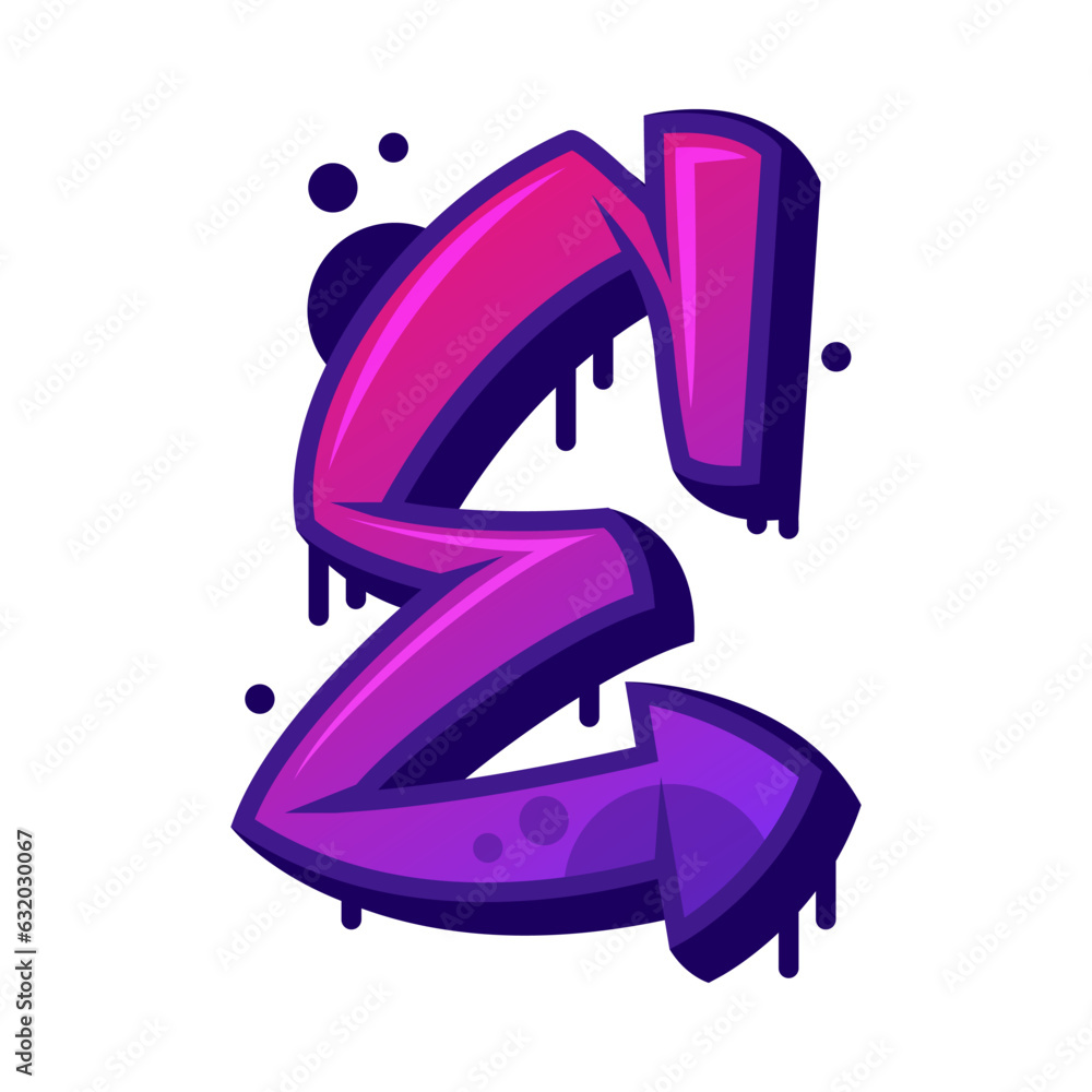 Graffiti Alphabet Purple Font and Uppercase Letter E Vector ...