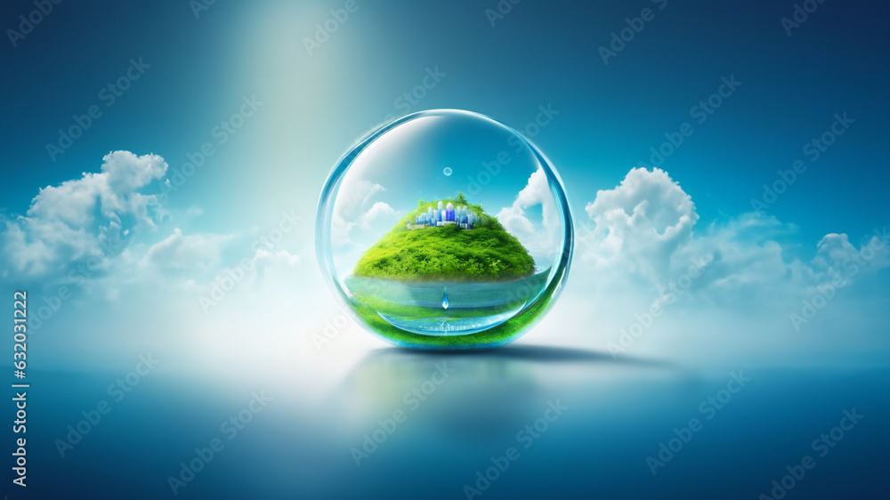 Crystal globe with Clean hydrogen energy concept and H2 for Sustainable ...