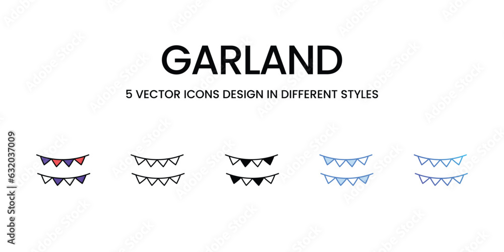 Garland Icon Design in Five style with Editable Stroke. Line, Solid ...