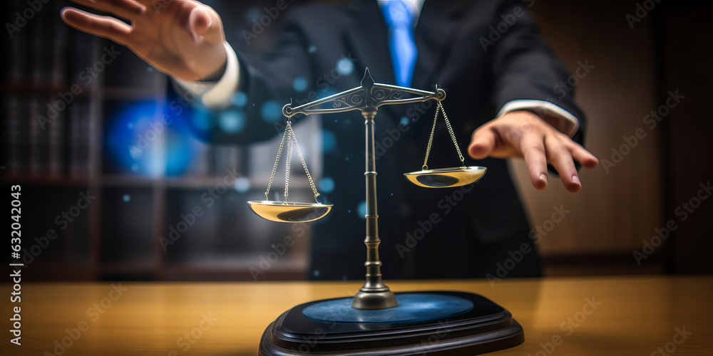 Provocative depiction of a lawyer manipulating justice scales ...