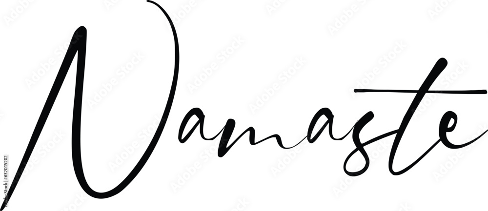 Namaste sign. Namaste black text. Namaste handwritten black sign. Stock ...