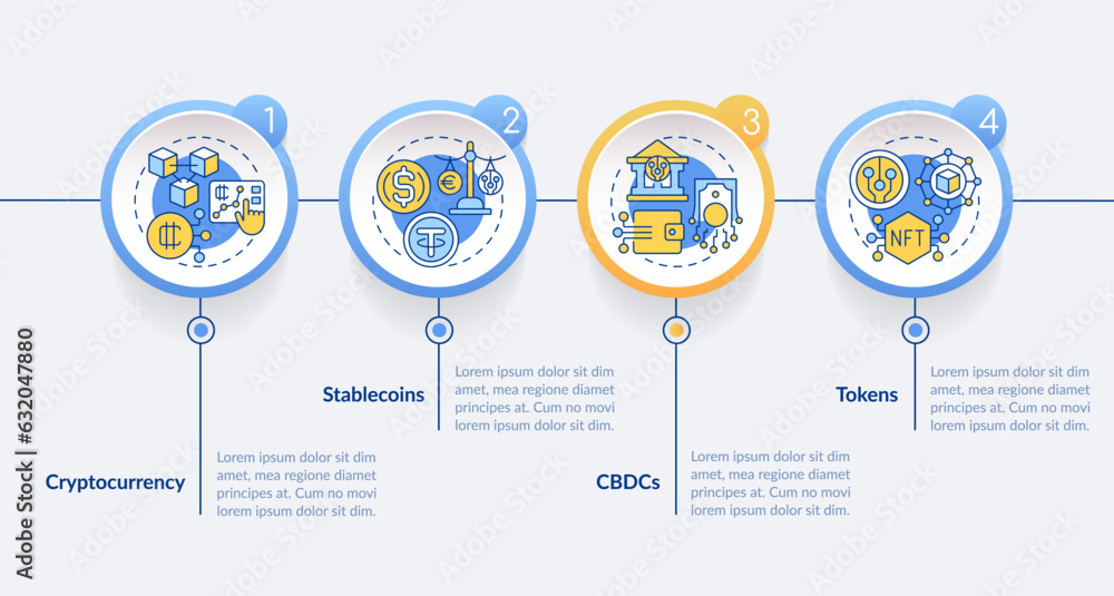 2D colorful digital currency vector infographics template, data ...