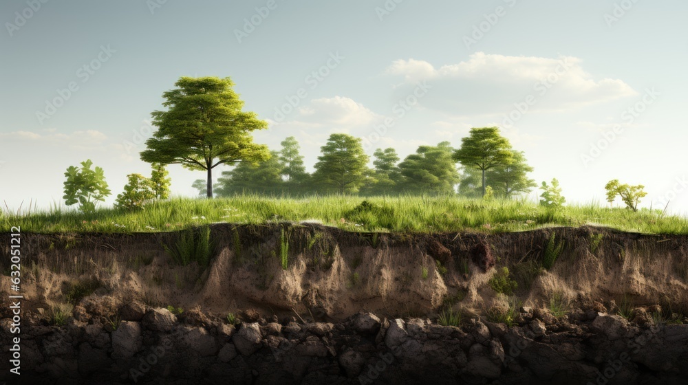 Soil ground or underground layers, grass, land and earth texture. Stock ...