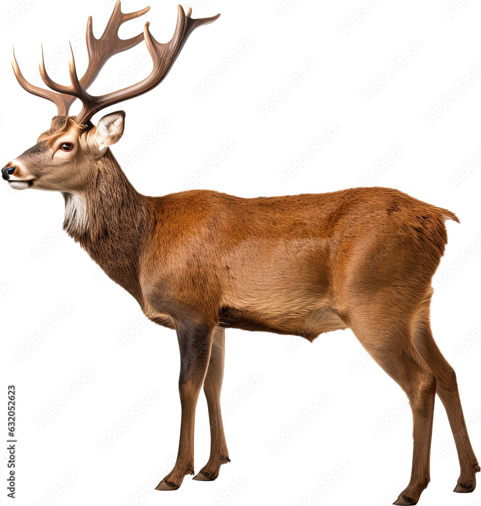 Deer stands sideways on a transparent background. AI generated Stock ...