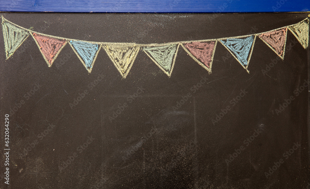 Colorful pennants on a chalkboard Stock Photo | Adobe Stock