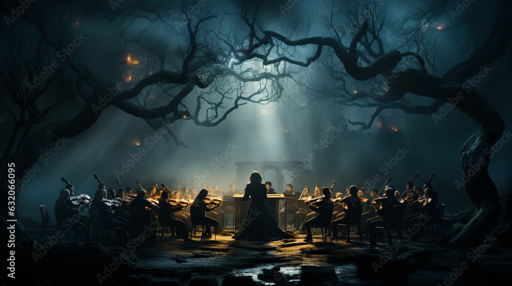 Spooky Symphony": An orchestra of spooky creatures gathers under the ...