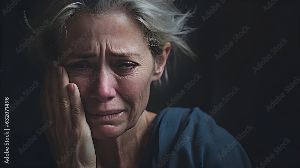 Sad woman wiping away tears, conveying the profound sadness and loss ...
