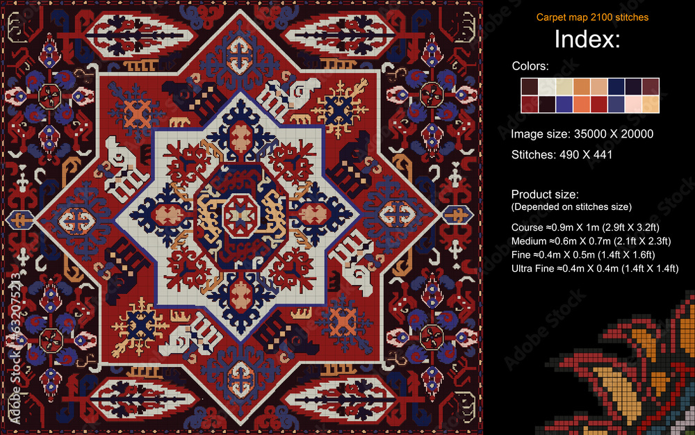 ¬¬Colorful carpet pattern for knitting cross stitch, carpet, rug ...
