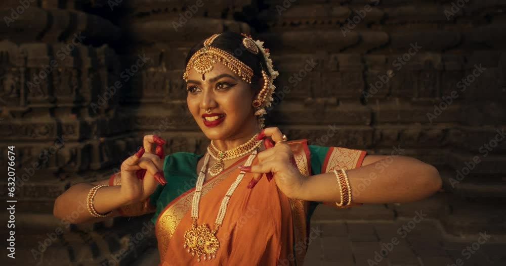 Close-Up of an Indian Female Dancer Displaying Symbolic Gesture with ...