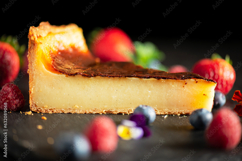Home made custard tart, also known as flan patissier or Parisian. A ...