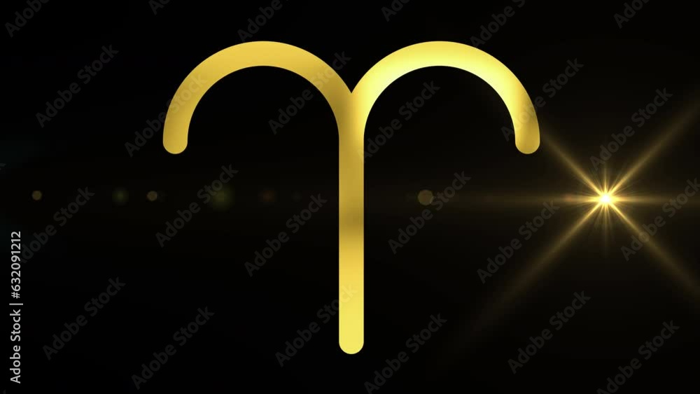 Aries Sign Astrology Animated in Gold, with ALPHA Channel (Transparent ...