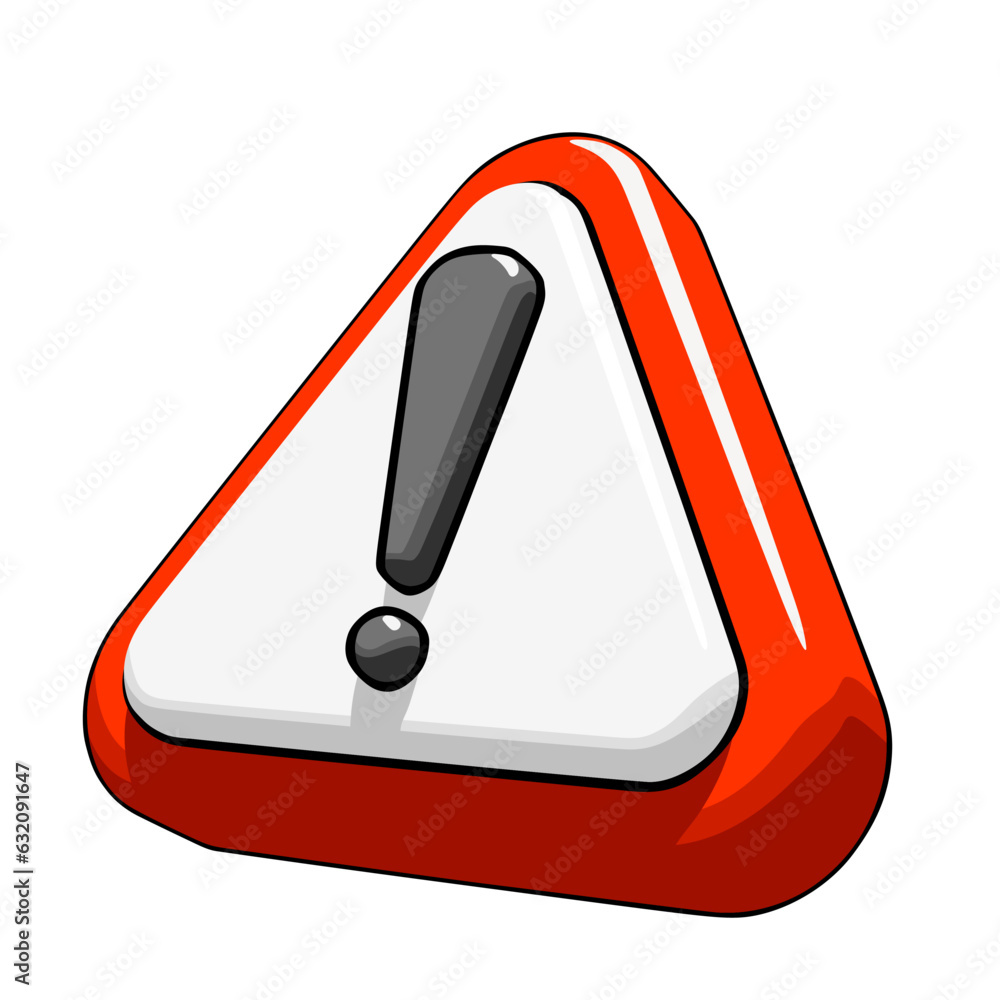 Poster Red triangle warning sign with exclamation mark inside, three ...