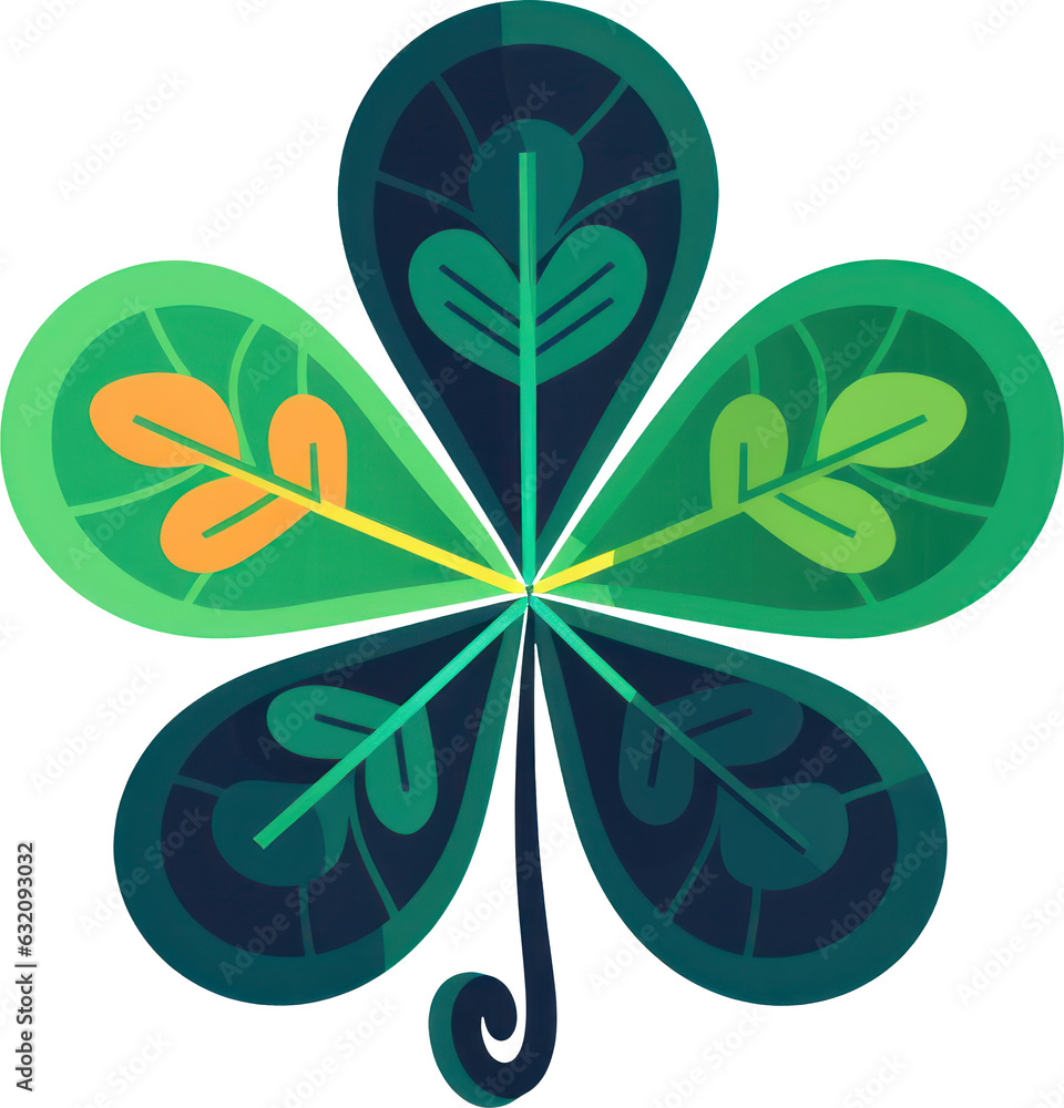 Flat design clip art of a four-leaf clover with a transparent ...