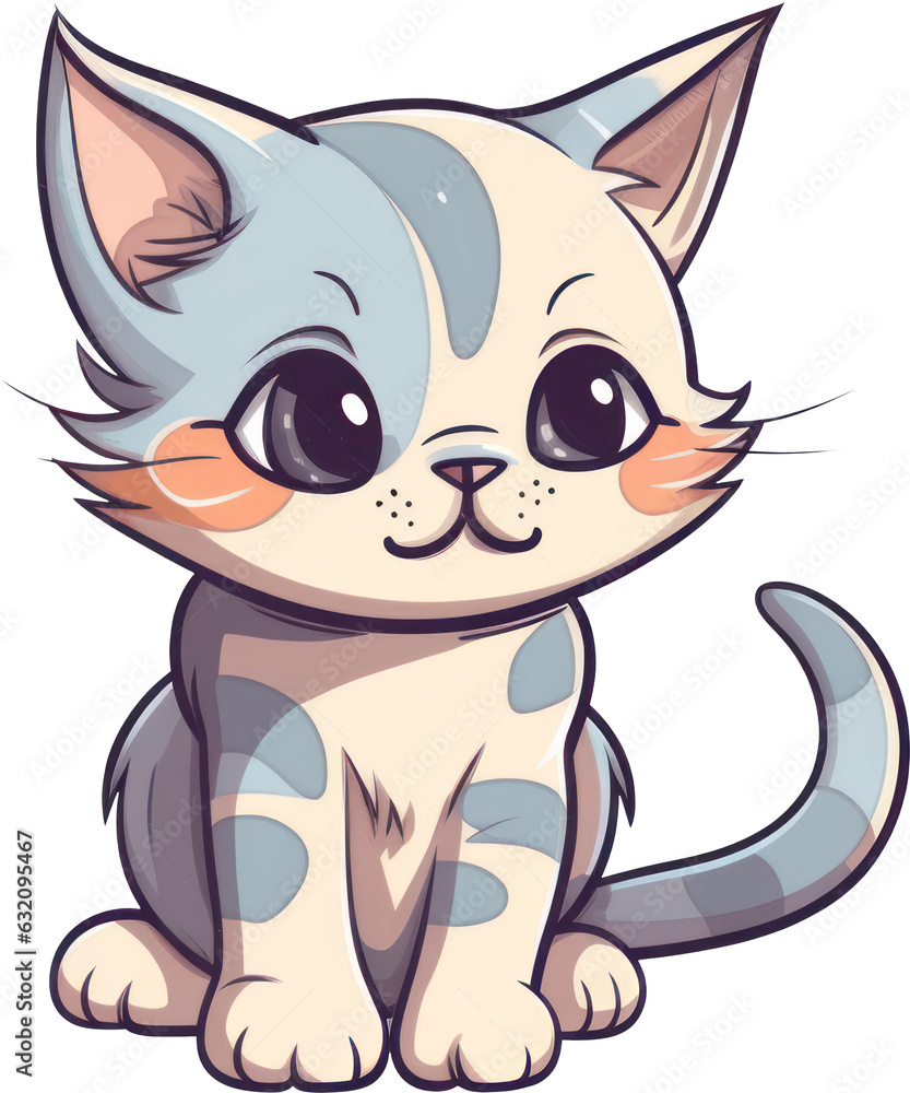 Cute kitten clip art with a transparent background in a flat design ...