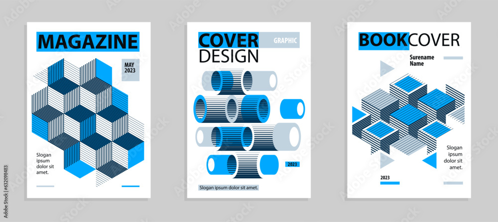 3D isometric cubic design vector geometric abstract backgrounds set ...